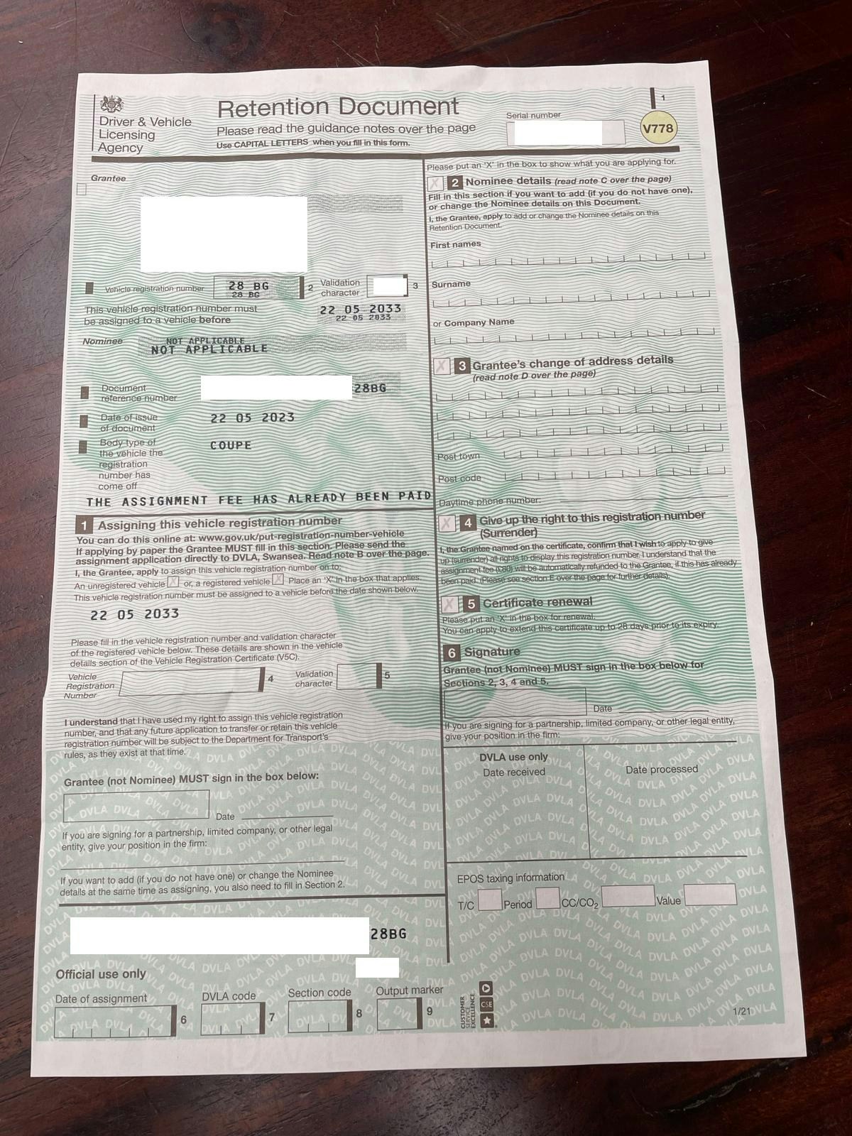 '28 BG' - Number Plate for sale by auction in , United Kingdom