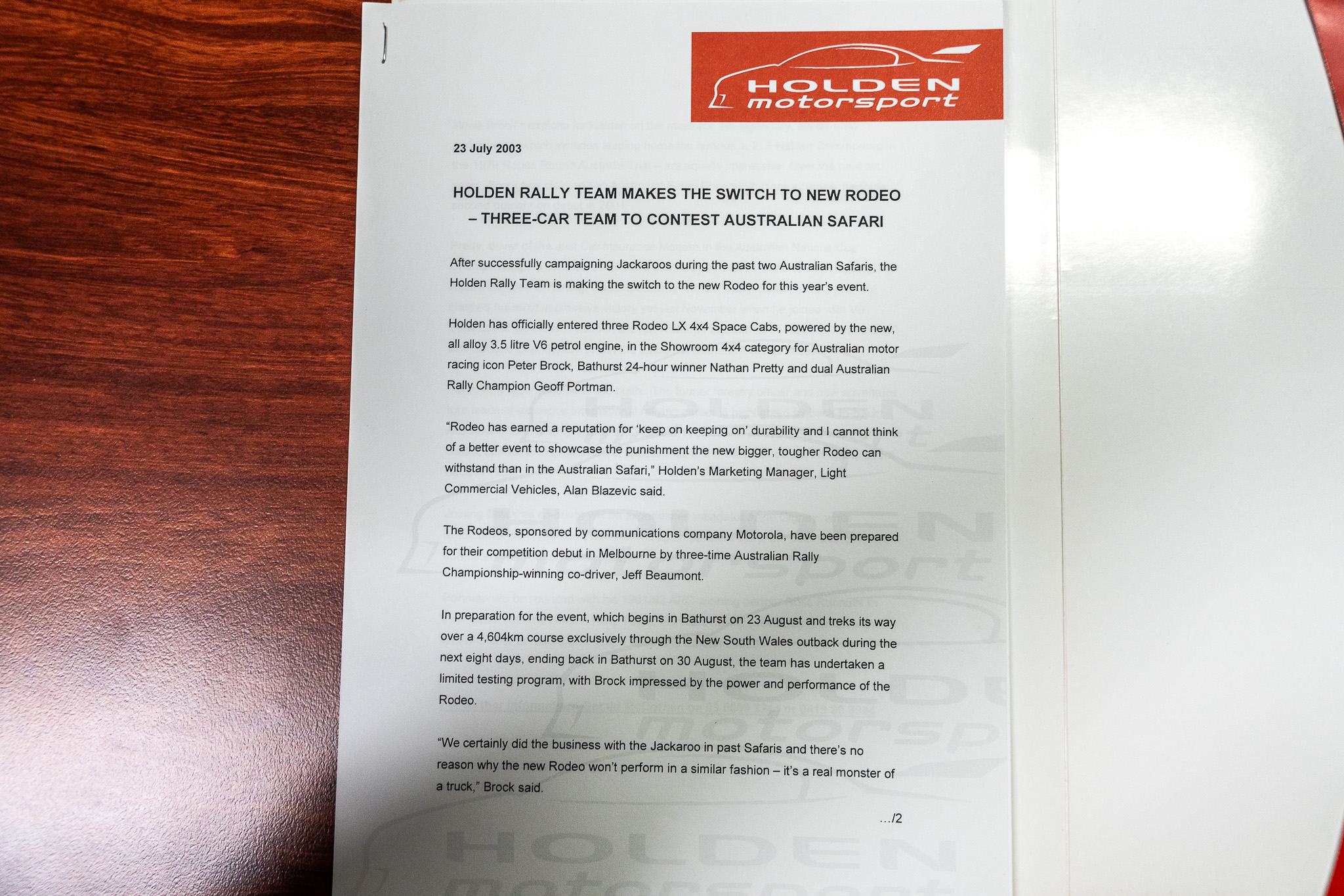 2004 Holden Rodeo - Ex Peter Brock for sale by auction in Thornleigh ...