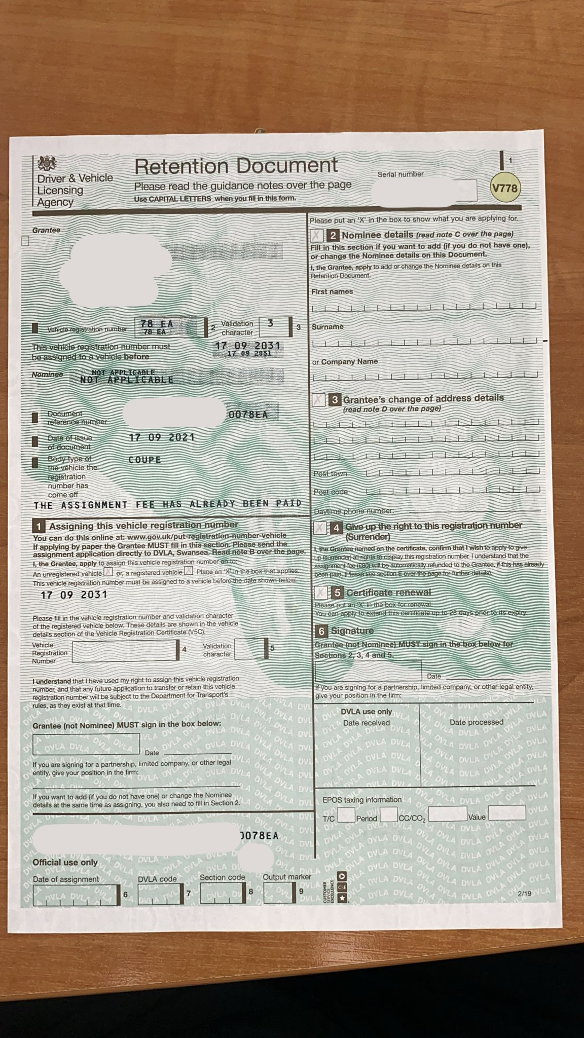 78 EA - Number Plate for sale by auction in , United Kingdom