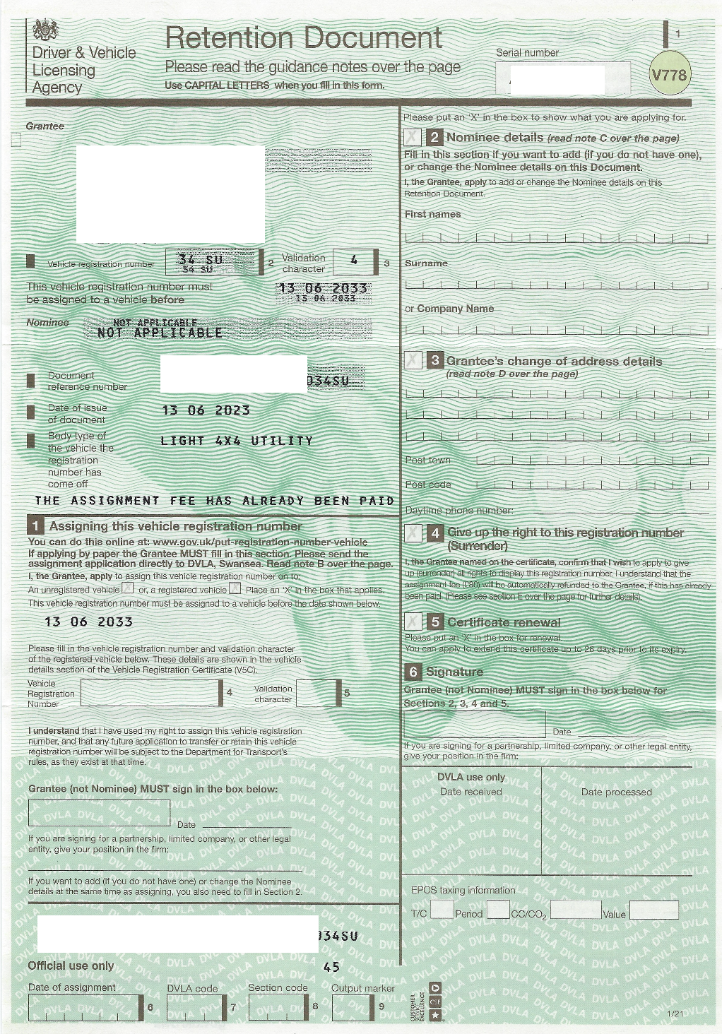 34 SU - Number Plate for sale by auction in , United Kingdom