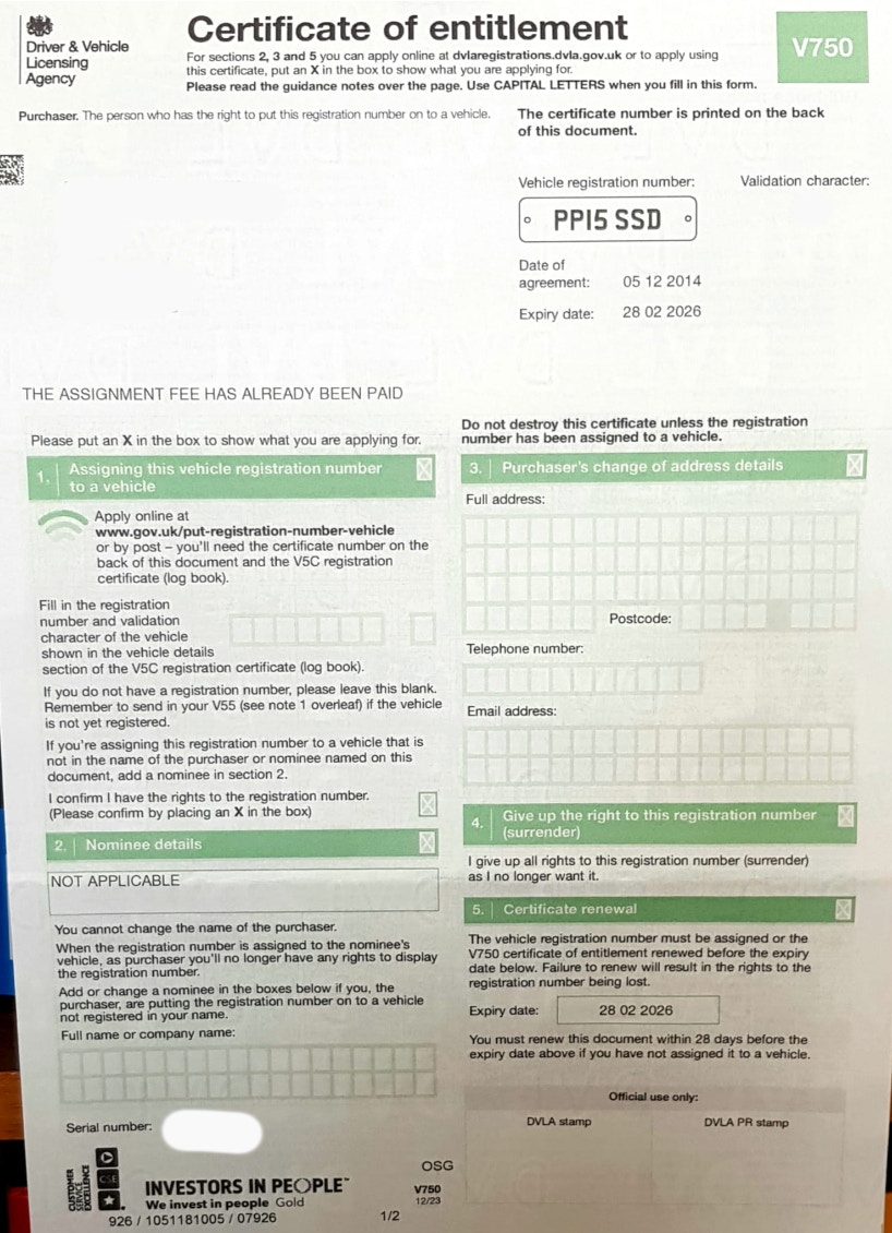 'PP15 SSD' - Number Plate for sale by auction in , United Kingdom