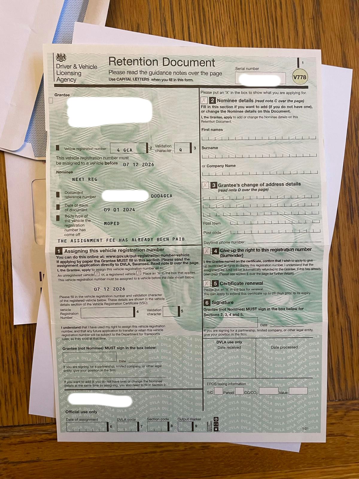 '4 GCA' - Number Plate for sale by auction in , United Kingdom