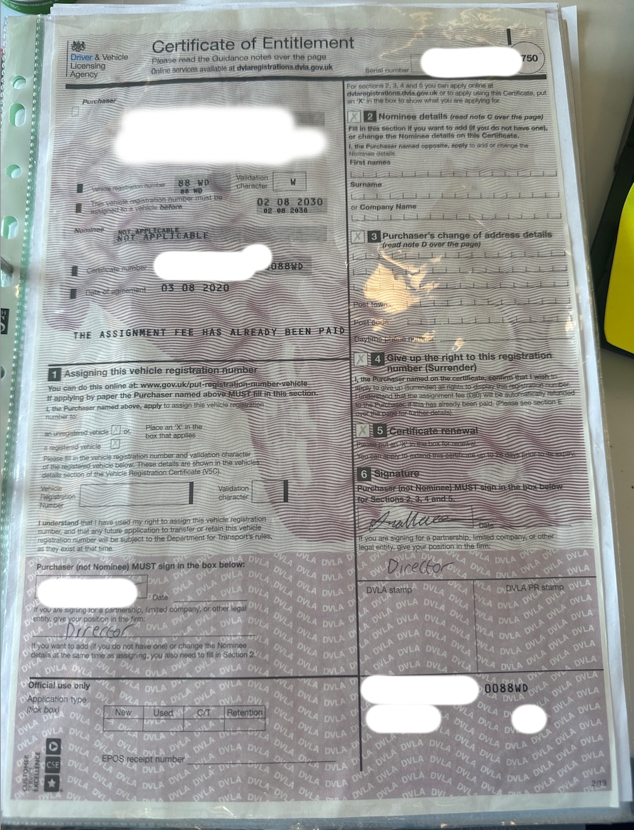 '88 WD' - Number Plate for sale by auction in , United Kingdom