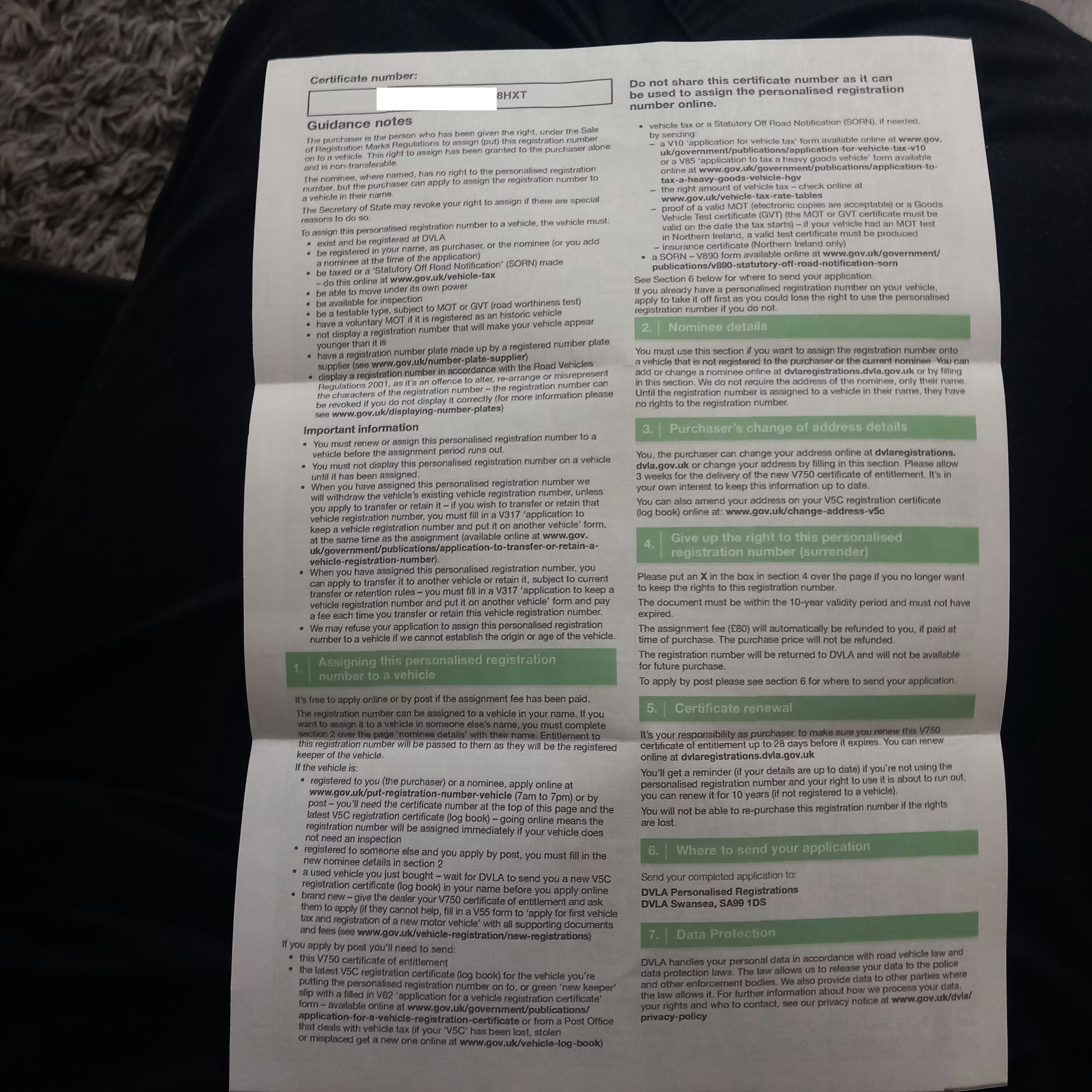 '8 HXT' - Number Plate for sale by auction in , United Kingdom