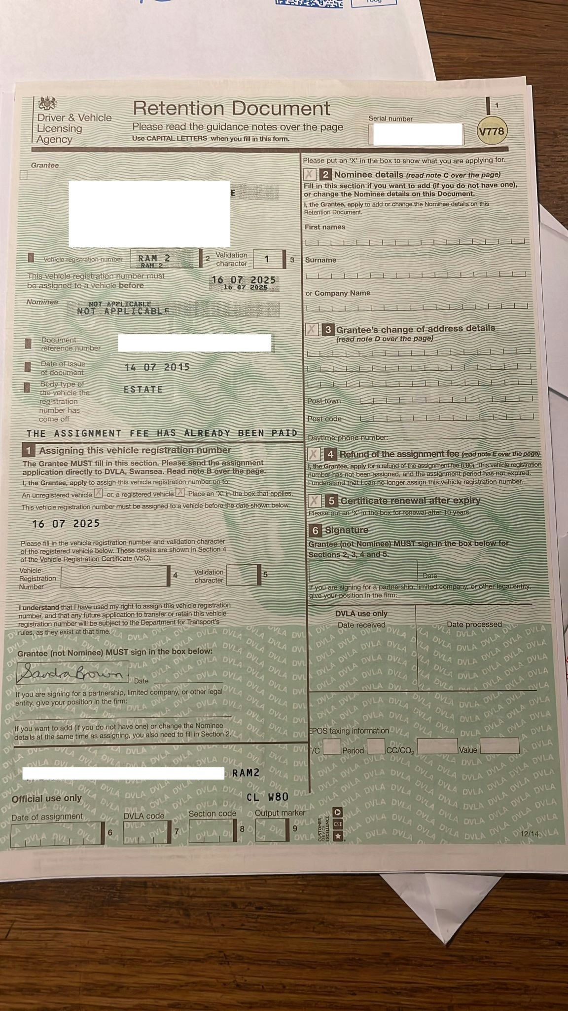 'RAM 2' - Number Plate for sale by auction in , United Kingdom