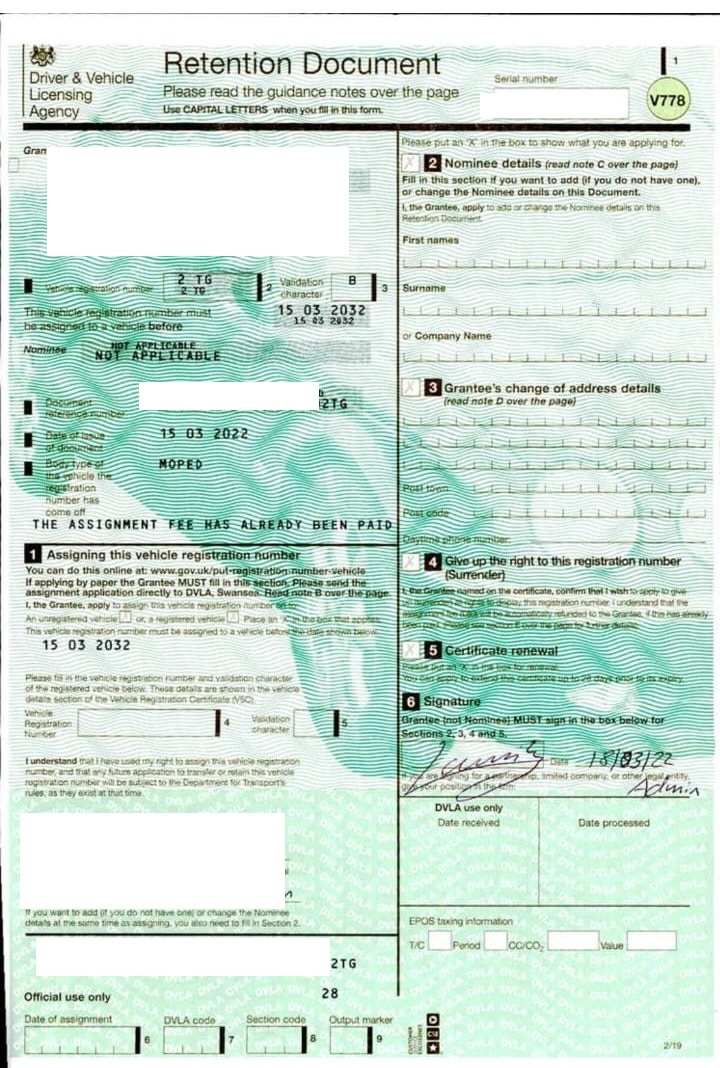 '2 TG' - Number Plate for sale by auction in , United Kingdom