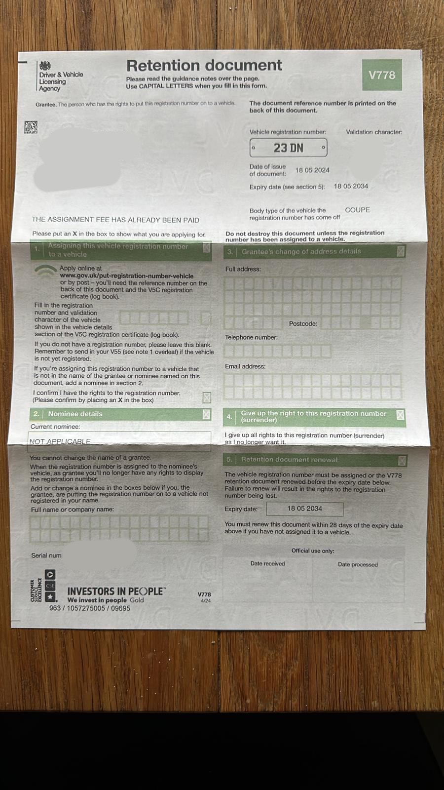 '23 DN' - Number Plate for sale by auction in , United Kingdom