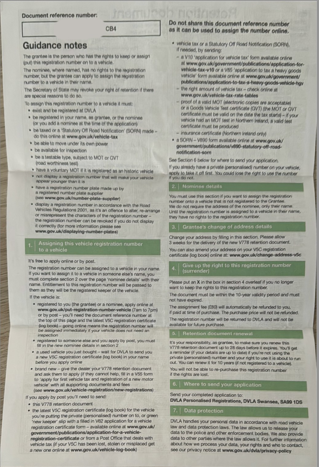 'CB 4' - Number Plate for sale by auction in , United Kingdom