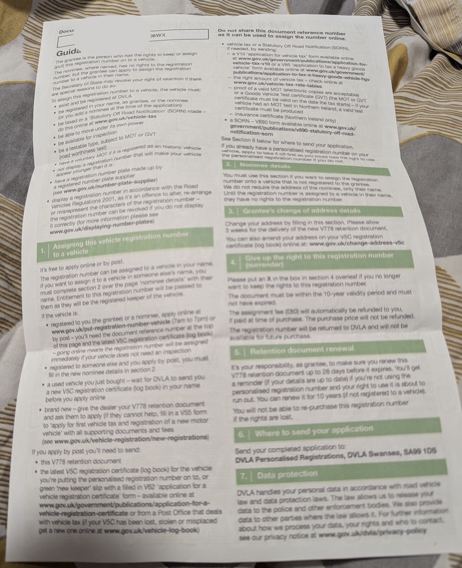 '6 WX' - Number Plate for sale by auction in , United Kingdom