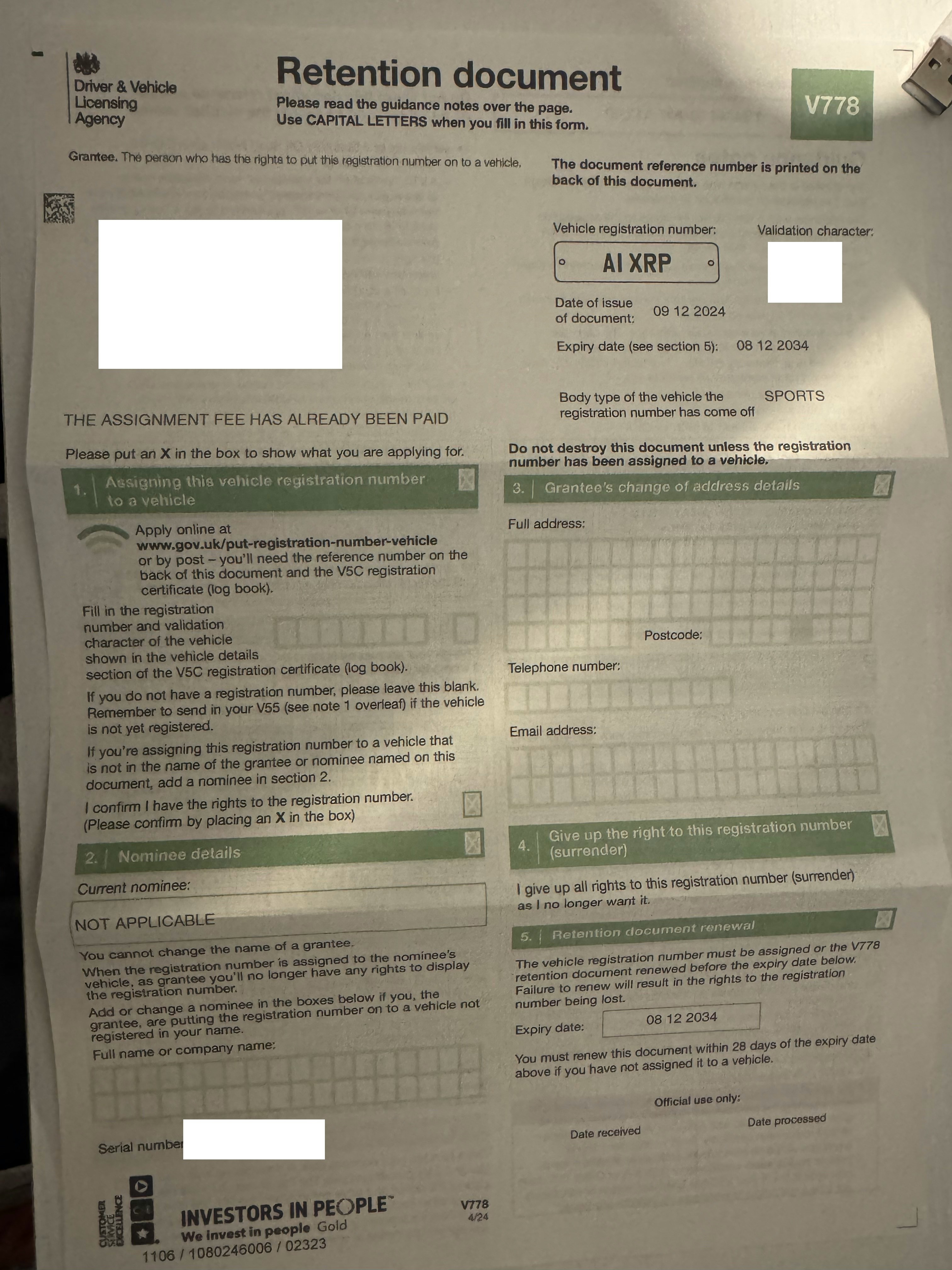 'A1 XRP' - Number Plate for sale by auction in , United Kingdom