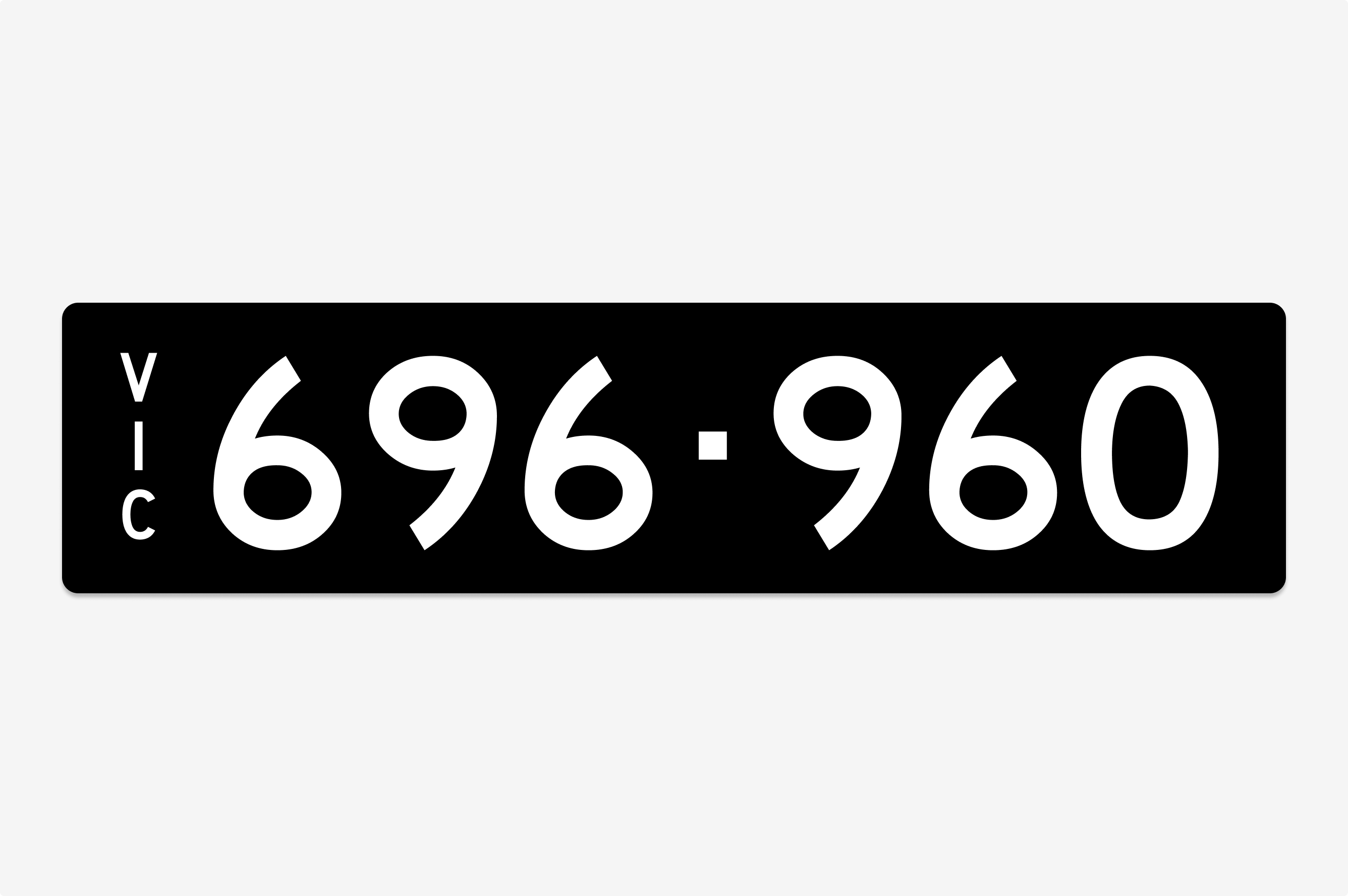 '696-960' - Victoria Number Plate for sale by auction in VIC, Australia