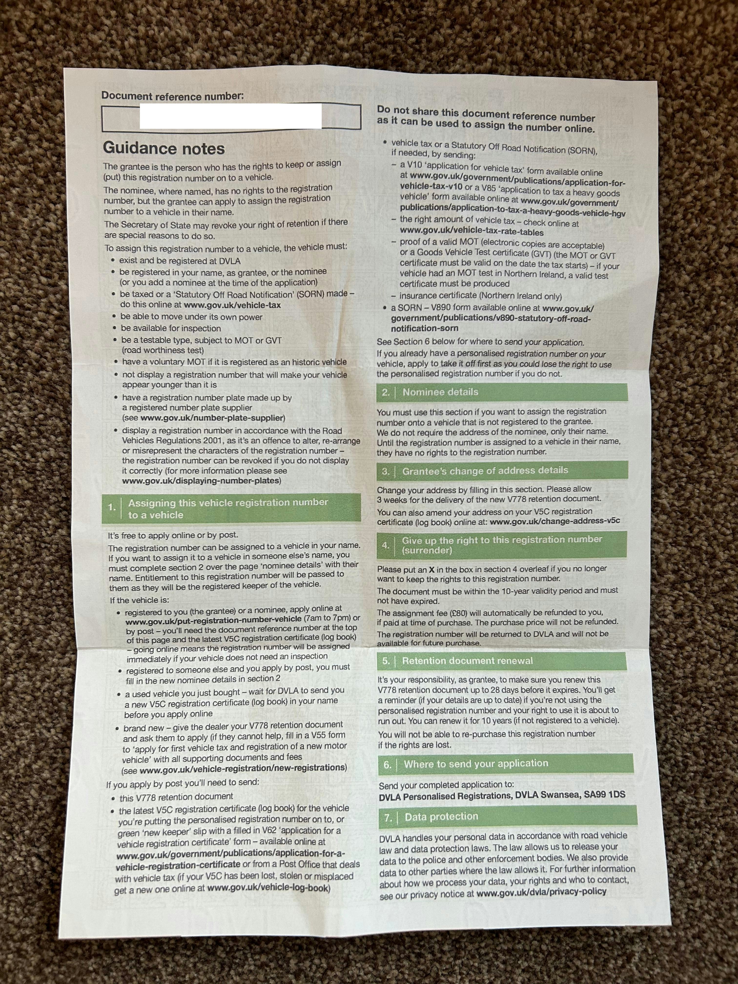 '7 MP' - Number Plate for sale by auction in , United Kingdom