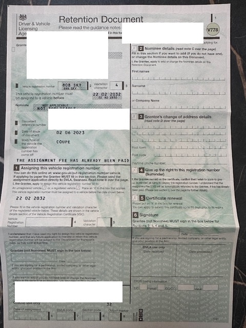 '808 SKY' - Number Plate for sale by auction in , United Kingdom