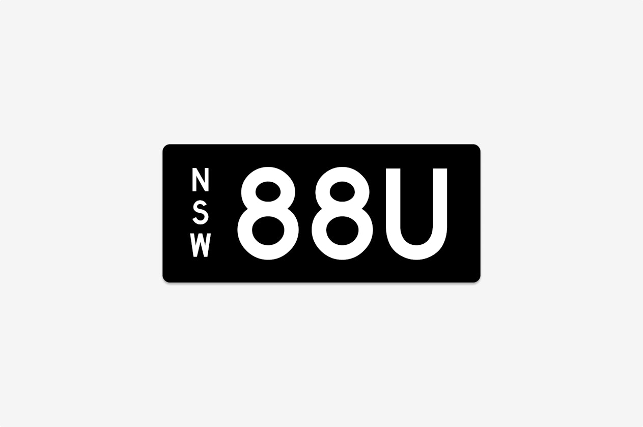 '88U' New South Wales Number Plate for sale by auction in NSW, Australia
