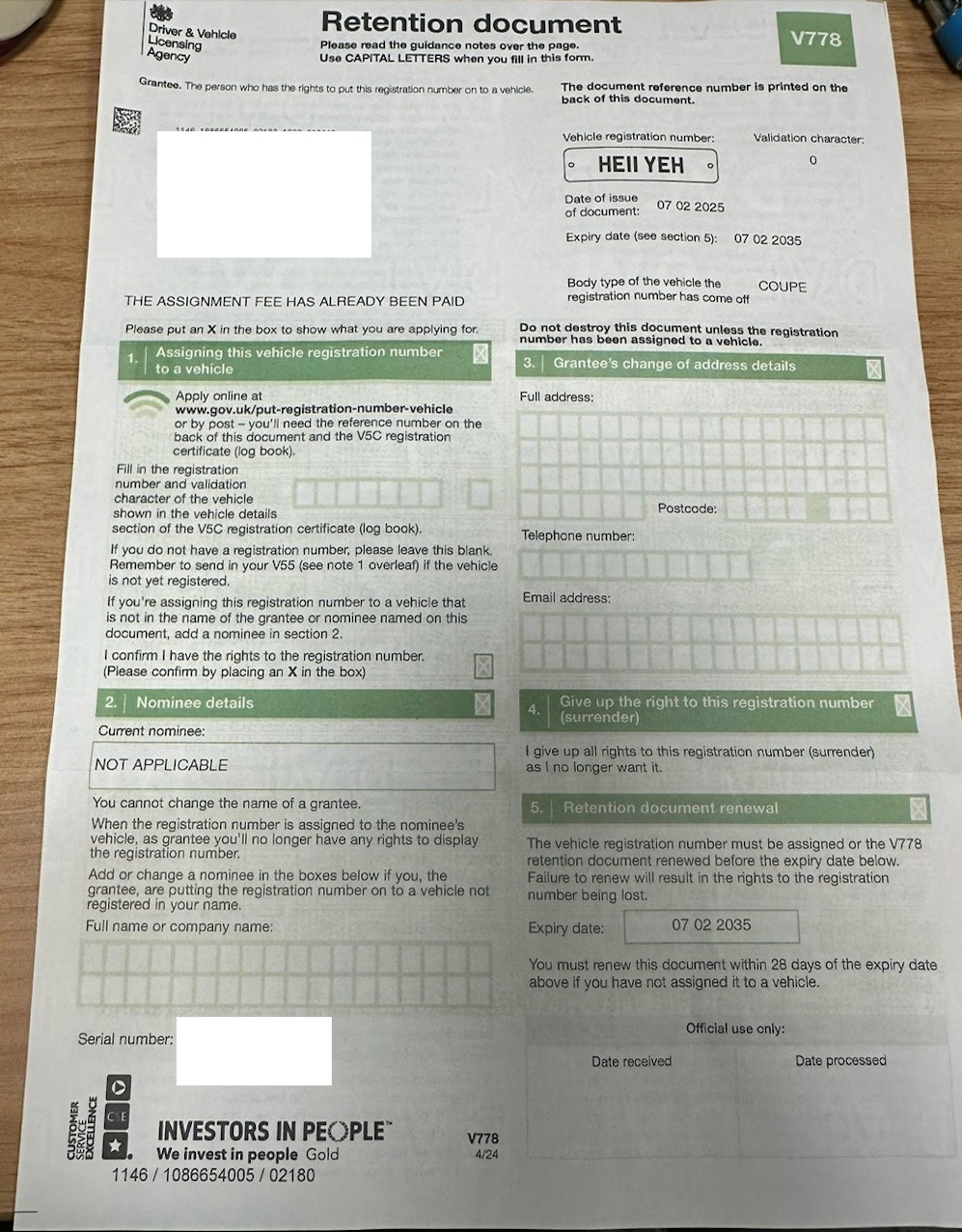 'HE11 YEH' - Number Plate for sale by auction in , United Kingdom