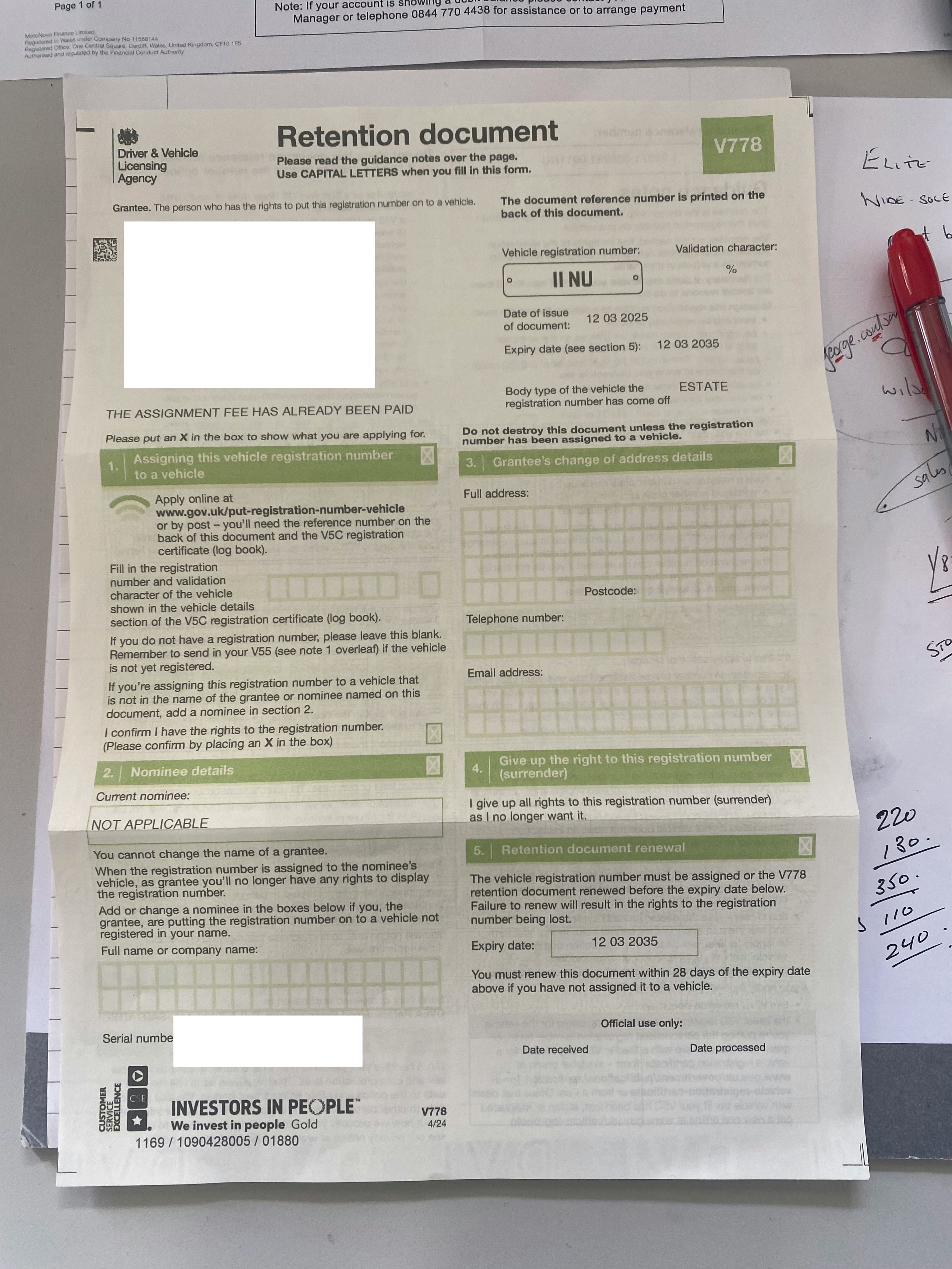 '11 NU' - Number Plate for sale by auction in , United Kingdom