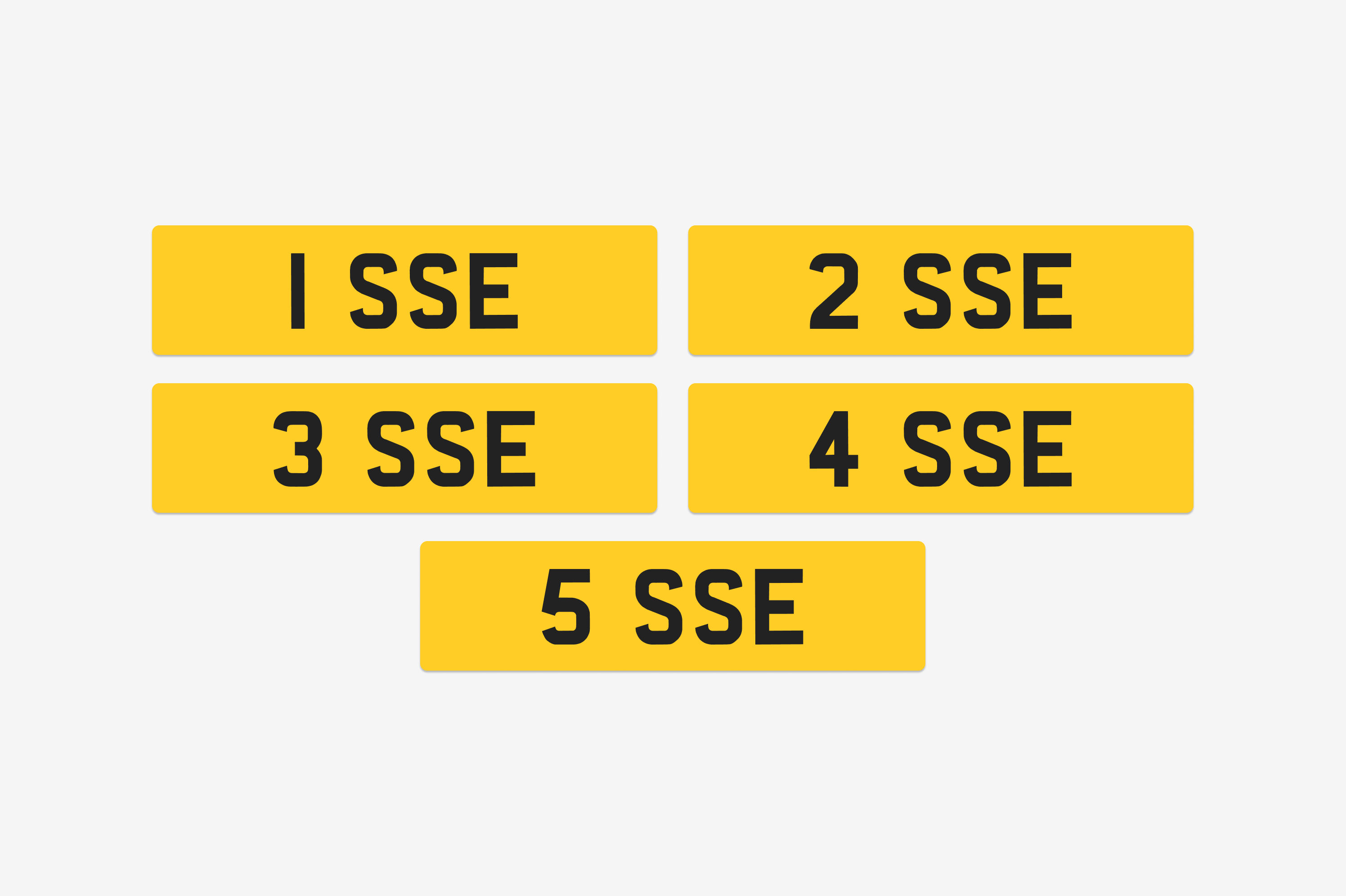 '1 SSE / 2 SSE / 3 SSE / 4 SSE / 5 SSE' - Set of Number Plates for sale ...