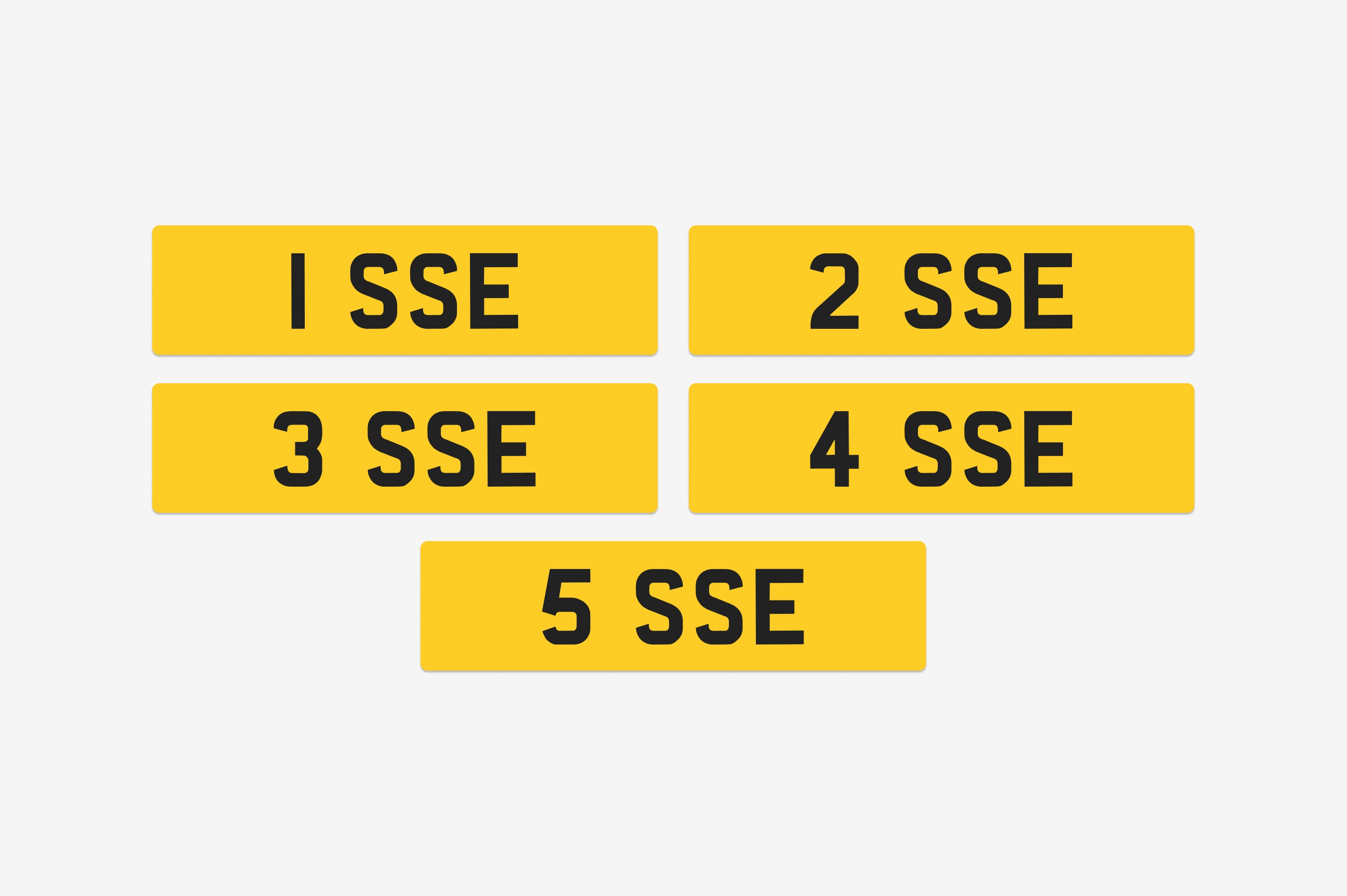 '1 SSE / 2 SSE / 3 SSE / 4 SSE / 5 SSE' - Set of Number Plates for sale ...
