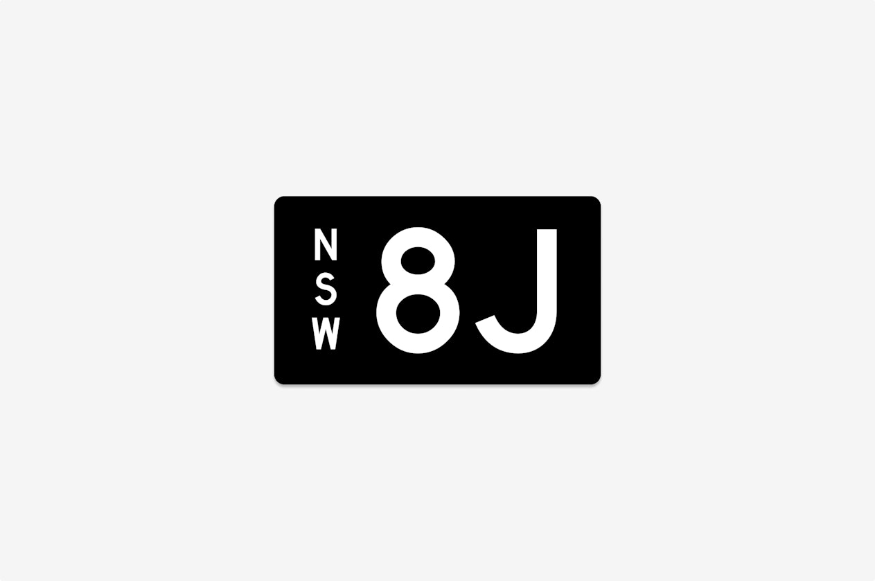 '8J' - New South Wales Number Plate for sale by auction in NSW, Australia