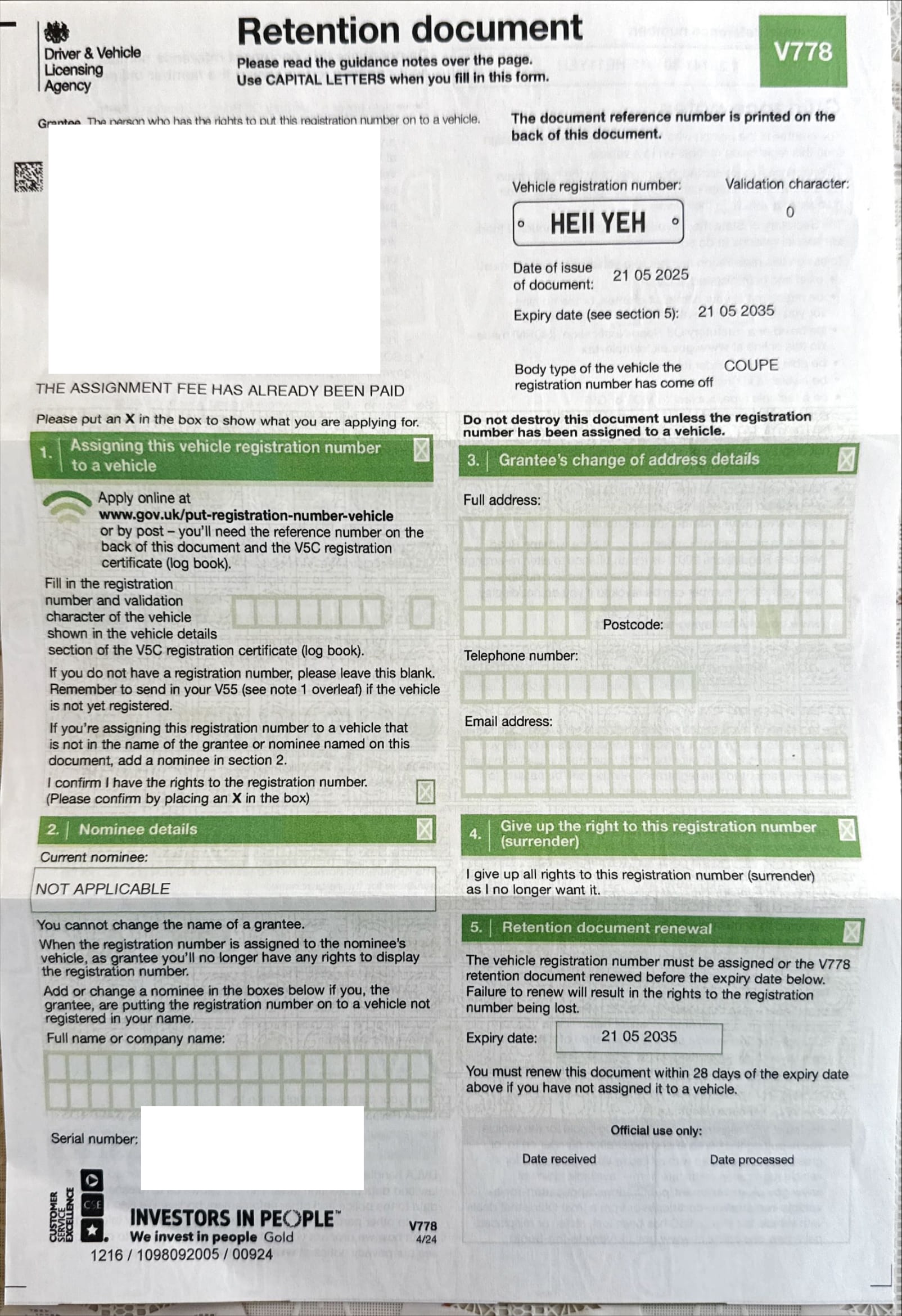 'HE11 YEH' - Number Plate for sale by auction in , United Kingdom
