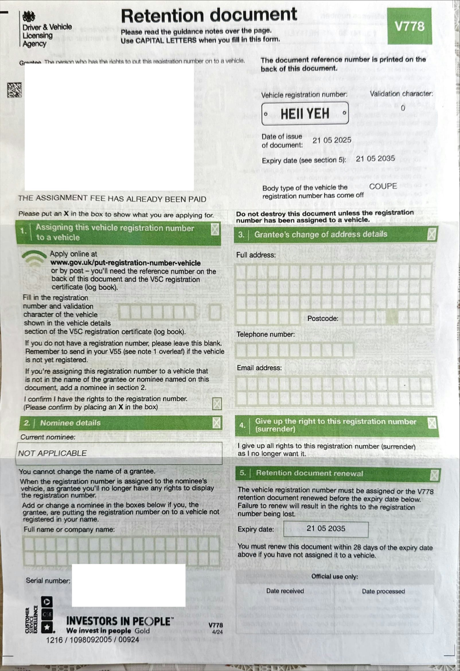 'HE11 YEH' - Number Plate for sale by auction in , United Kingdom