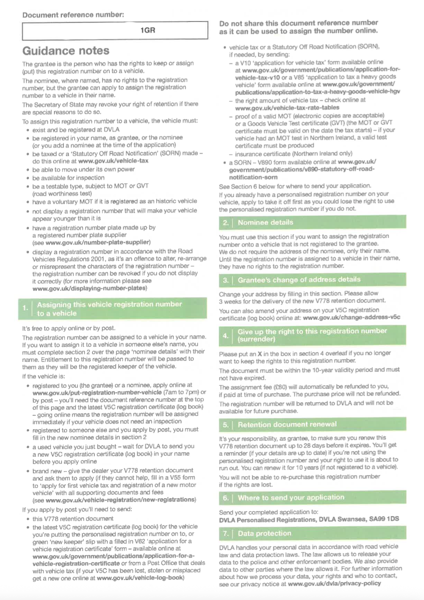 '1 GR' - Number Plate for sale by auction in , United Kingdom