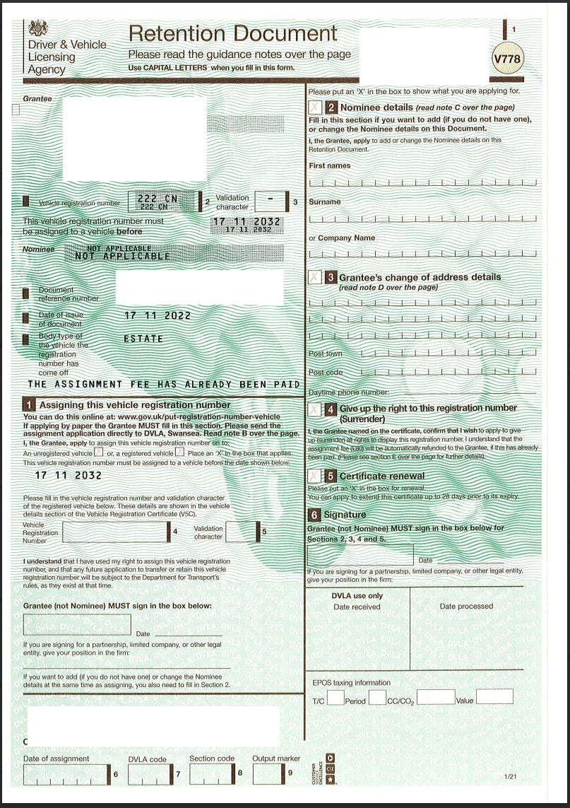 '222 CN' - Number Plate for sale by auction in , United Kingdom