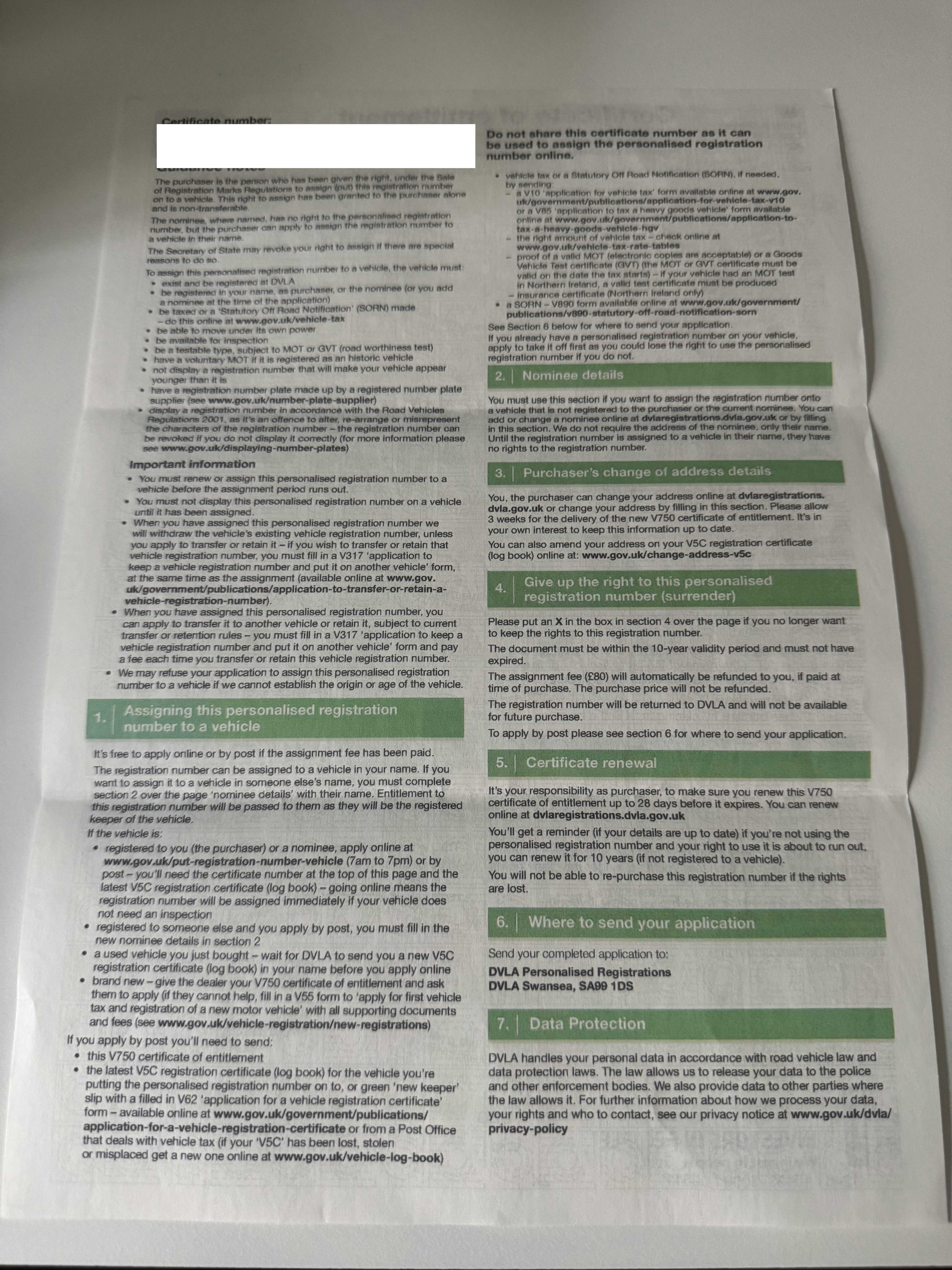 '370 S' - Number Plate for sale by auction in , United Kingdom