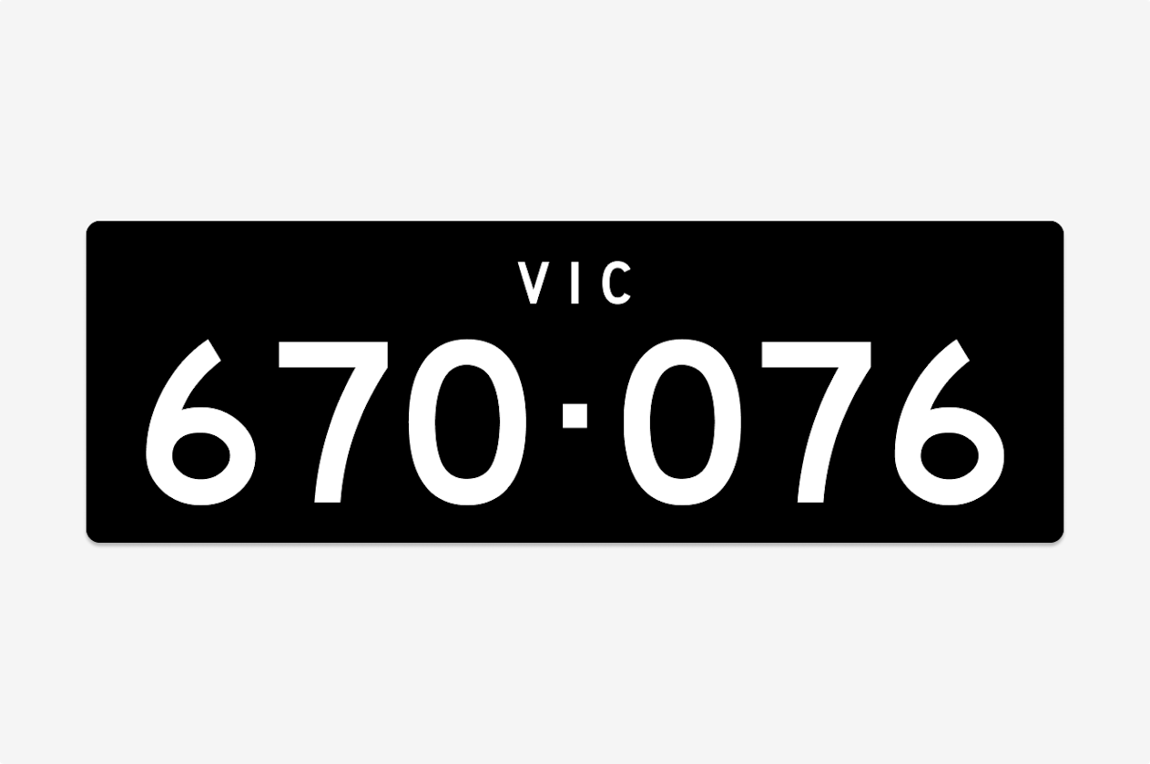 '670-076' - Victoria Number Plate for sale by auction in VIC, Australia