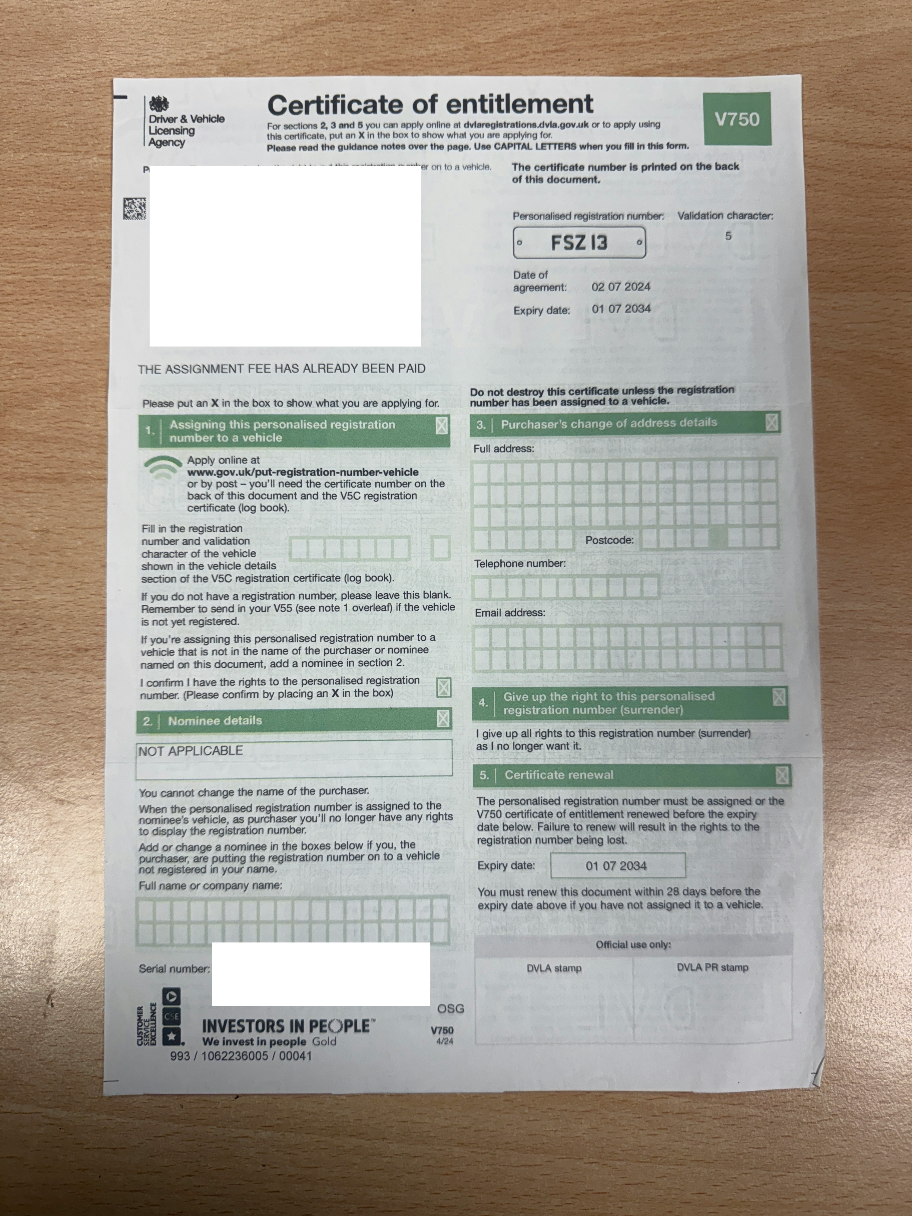 'FSZ 13' - Number Plate for sale by auction in , United Kingdom