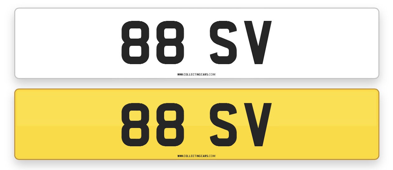 '88 SV' - NUMBER PLATE for sale by auction in Porthcawl, Wales, United ...