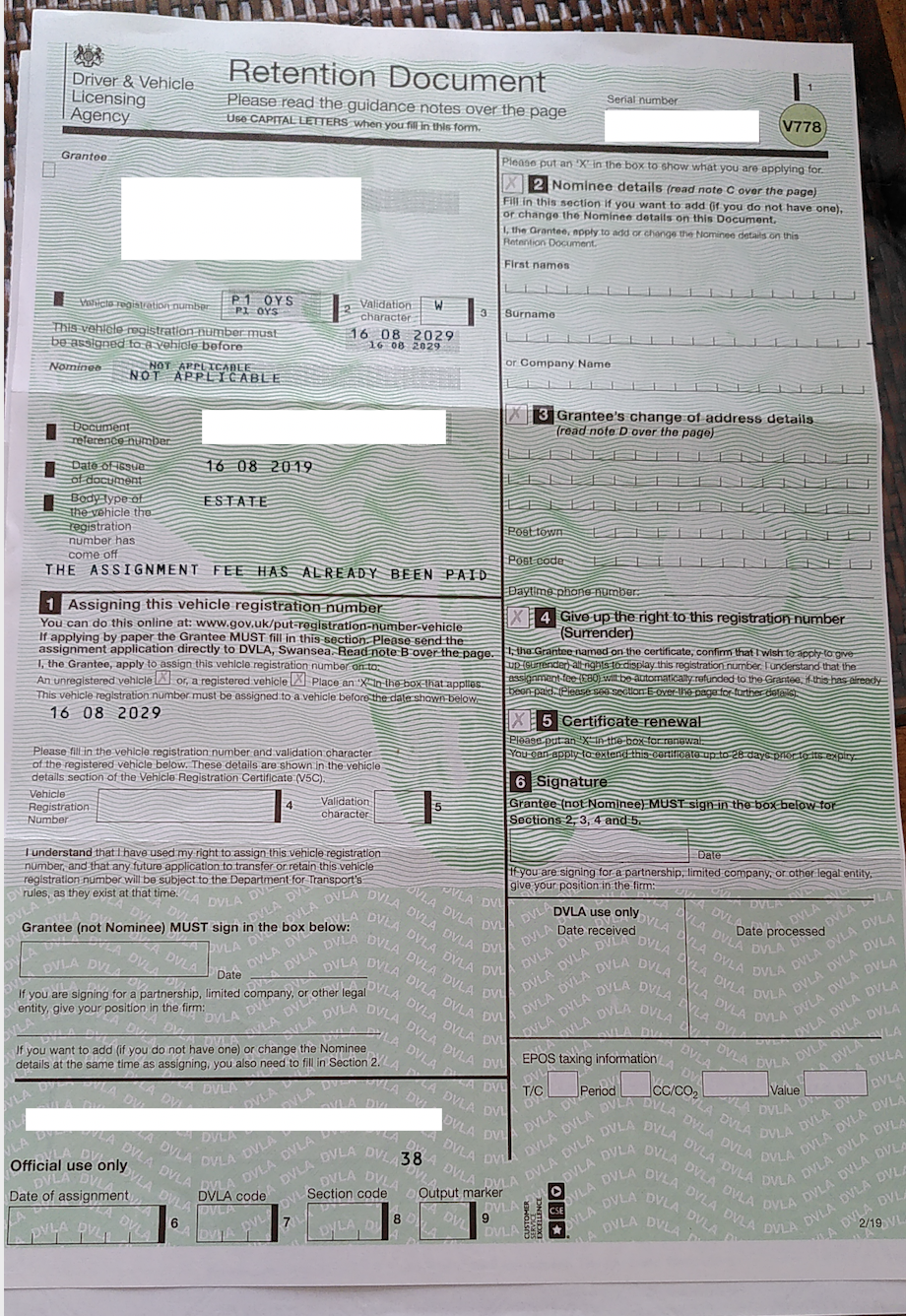 'P1 OYS' - NUMBER PLATE for sale by auction in , United Kingdom